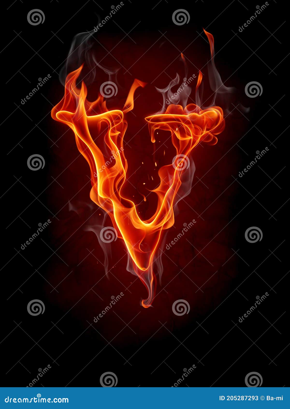 Fire Letter Isolated on Black Background Stock Illustration ...