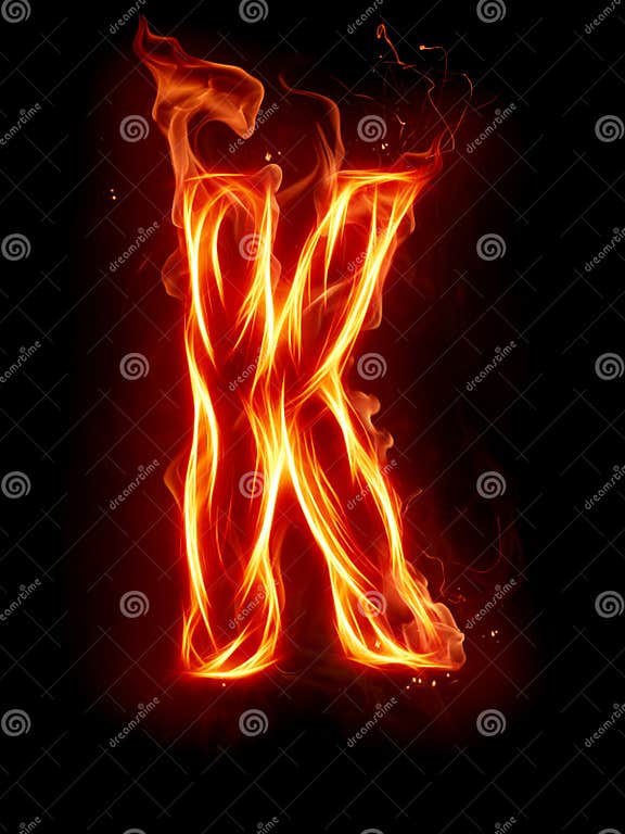 Fire letter K stock illustration. Illustration of shine - 7197670