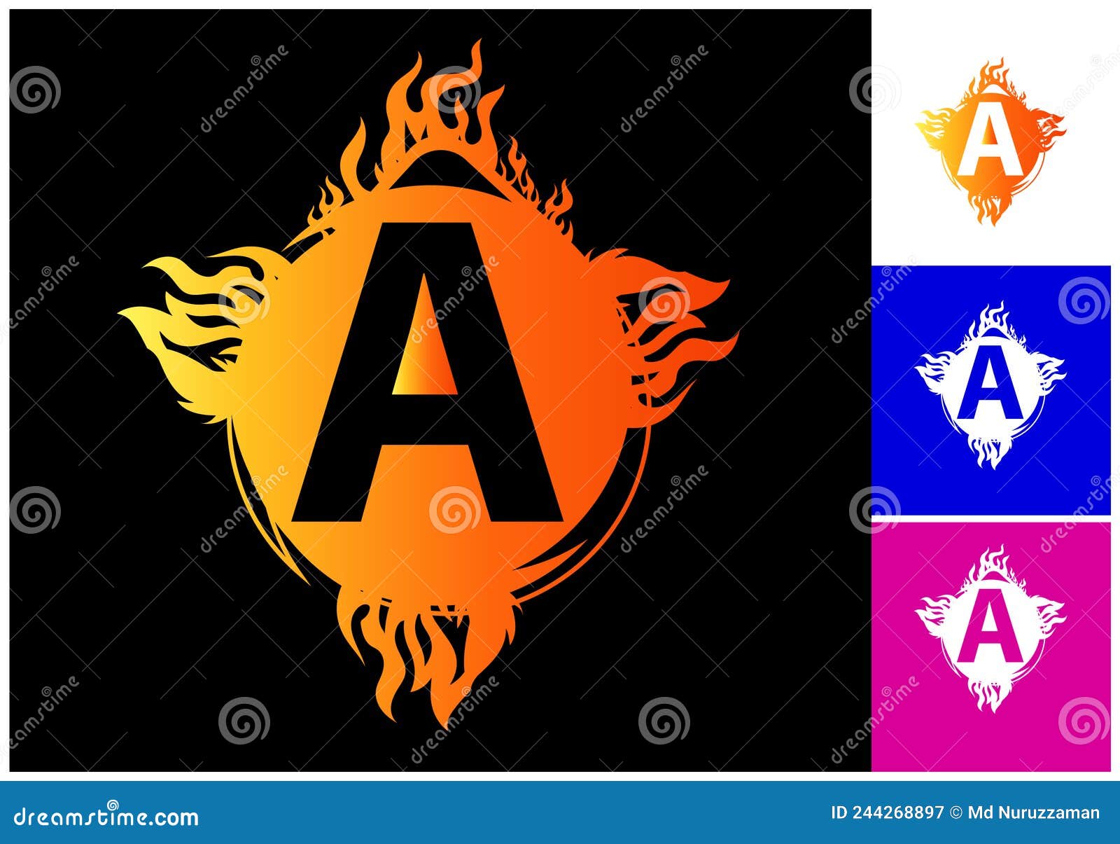 Fire a Letter Logo and Icon Design Template Stock Illustration ...