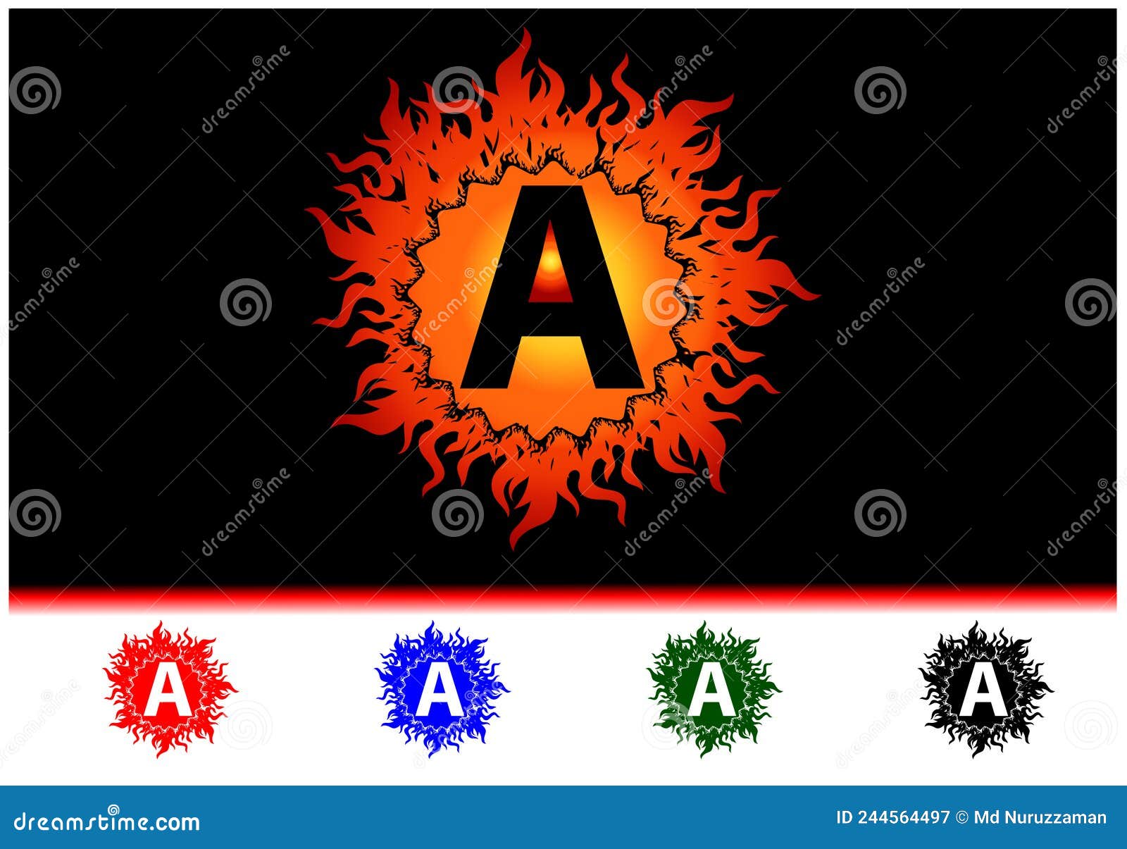 Fire a Letter Logo and Icon Design Template Stock Vector - Illustration ...