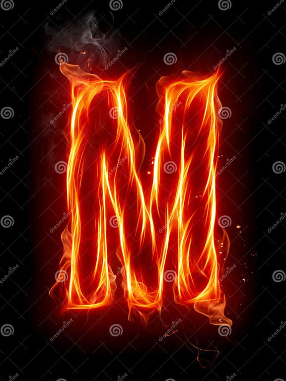 Fire letter M stock illustration. Illustration of bright - 7197678