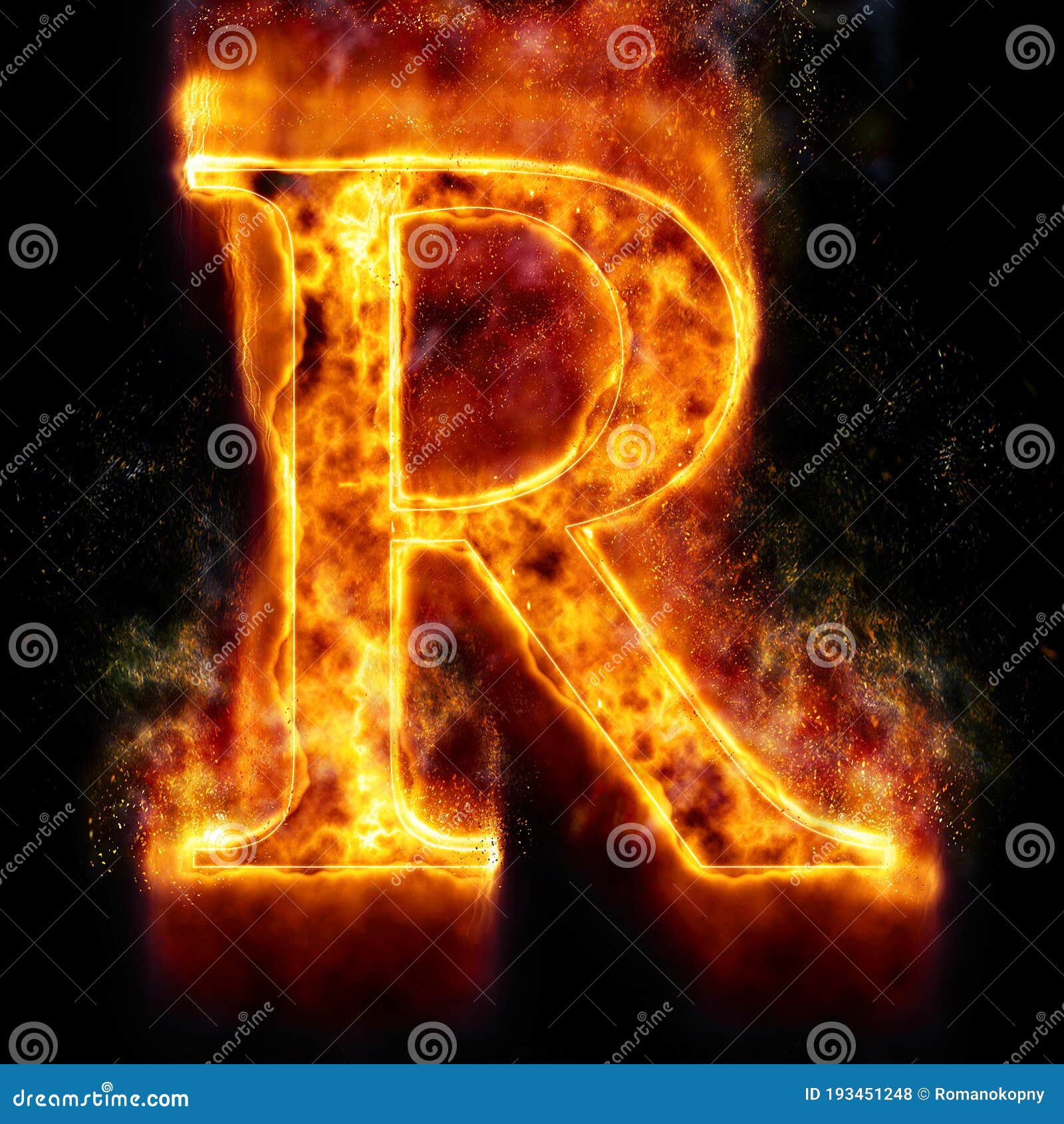 Fire letter R stock illustration. Illustration of font - 193451248