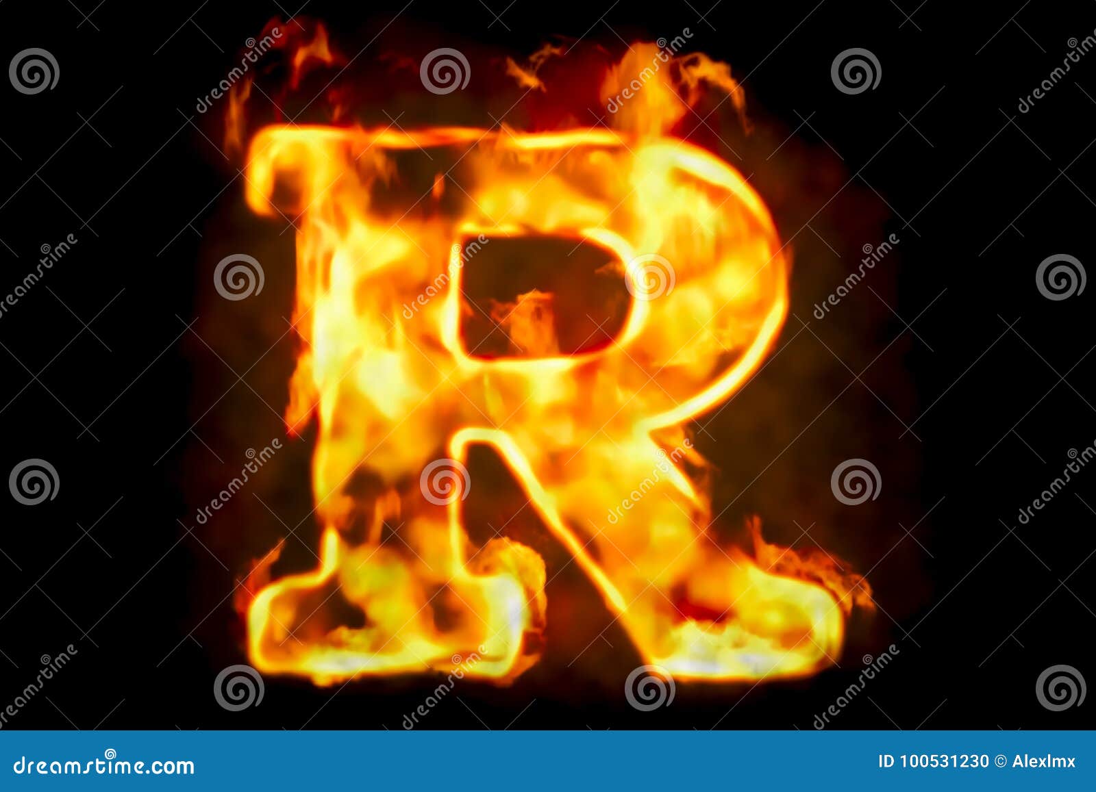 Letter R In Blue Fire