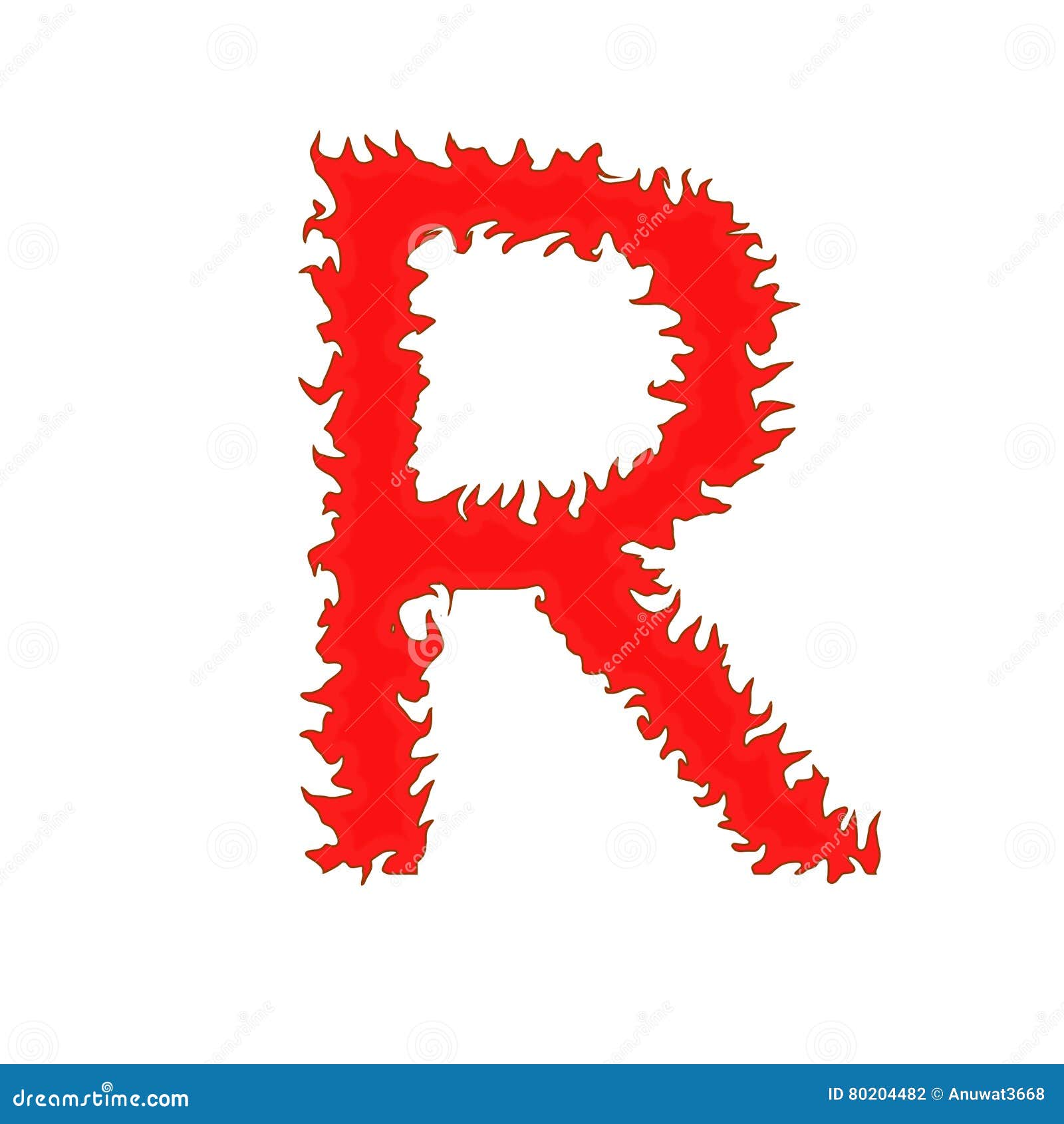 Fire Letter R Isolated on White Background with Clipping Path Stock ...