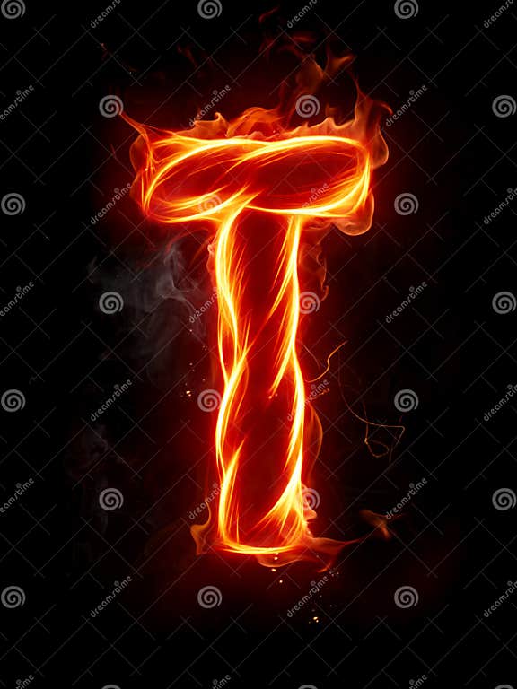 Fire letter T stock illustration. Illustration of shine - 7197702