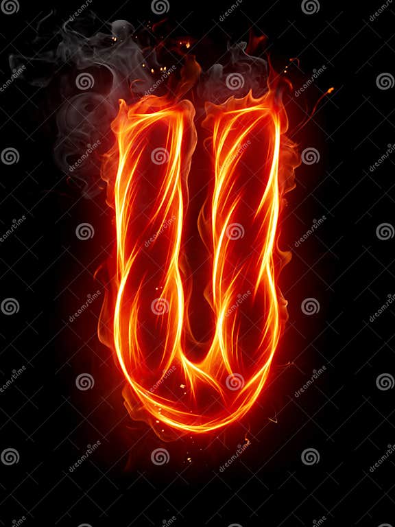 Fire letter U stock illustration. Illustration of fervent - 7197706
