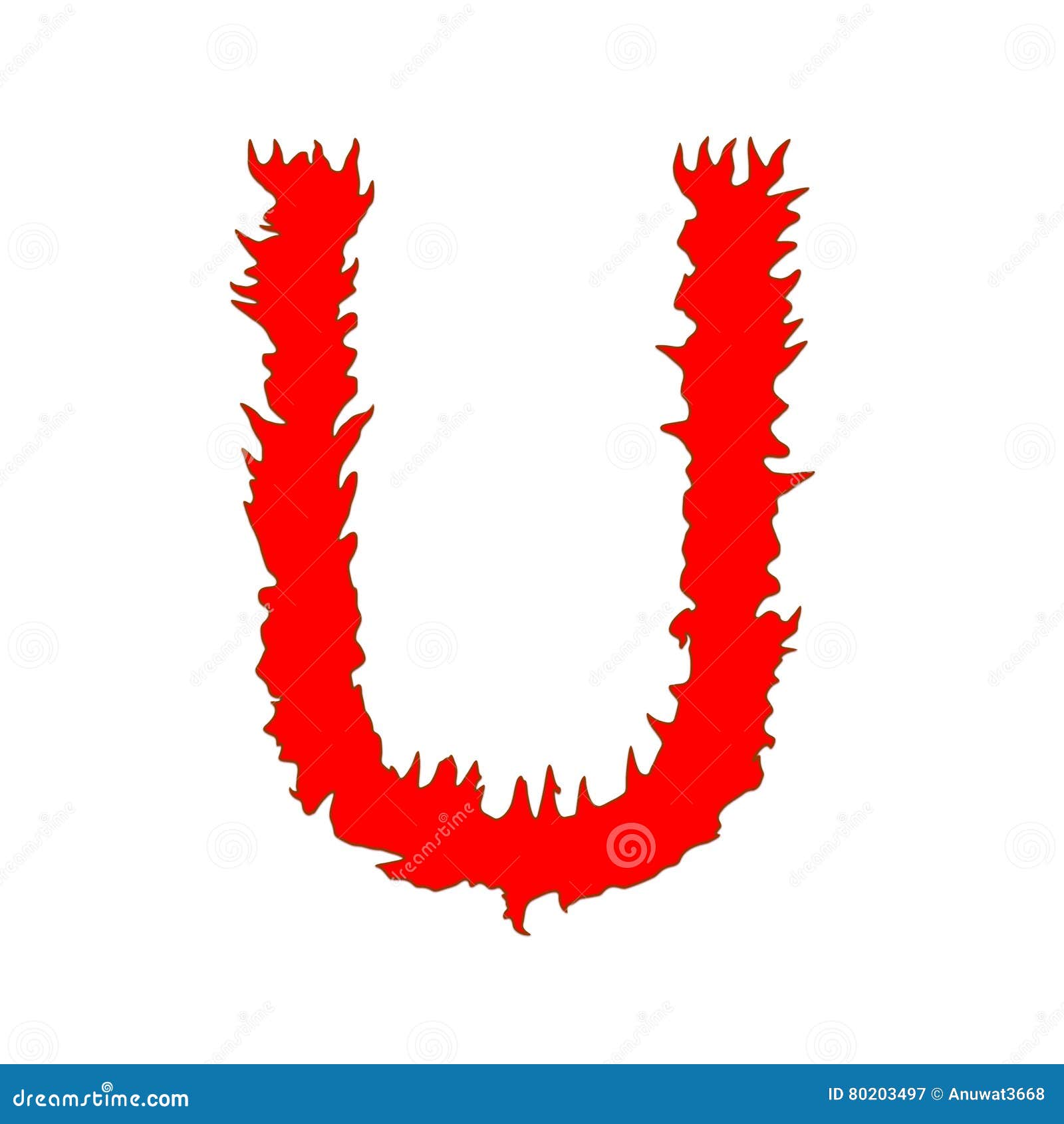 Fire Letter U Isolated on White Background with Clipping Path Stock ...