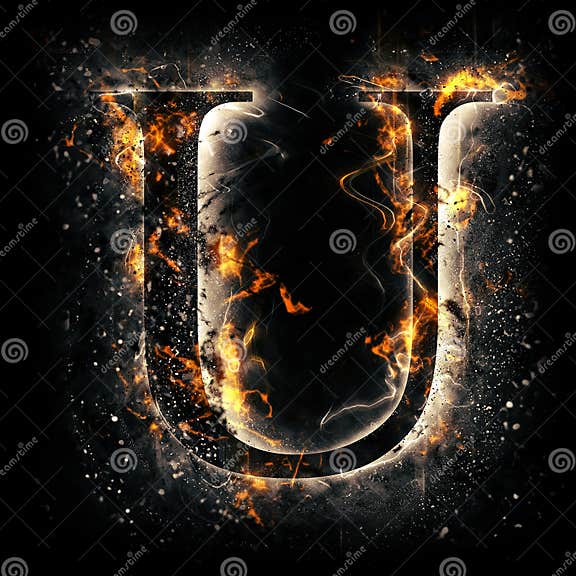 Fire letter U stock illustration. Illustration of flame - 50682261