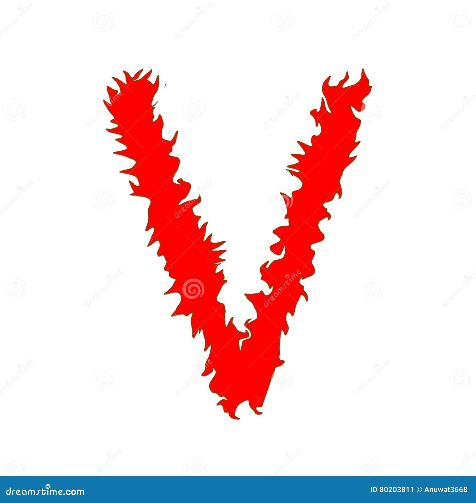 Fire Letter V Isolated on White Background with Clipping Path Stock ...