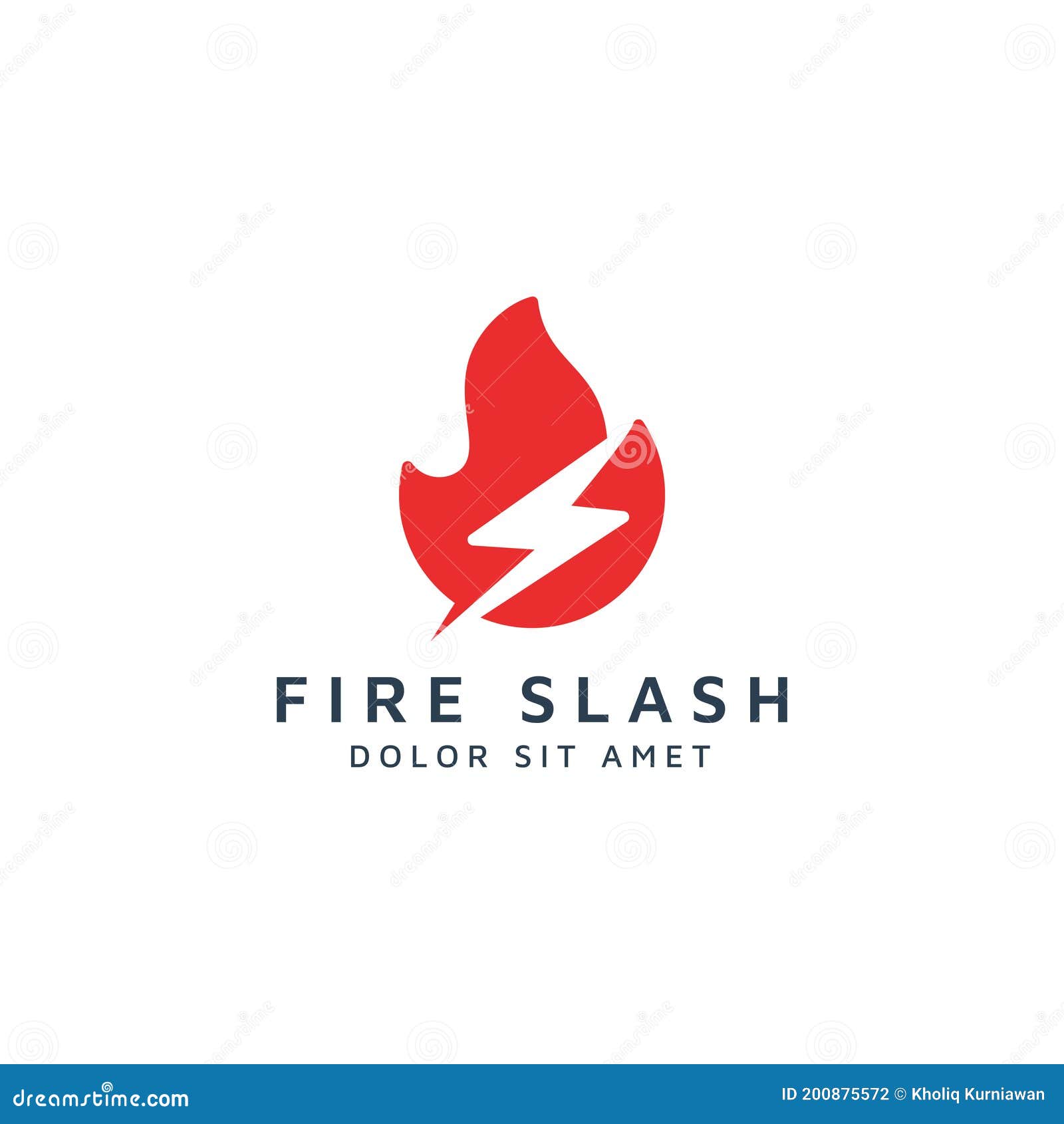Fire and Lightning Negative Space Logo Design Stock Vector ...