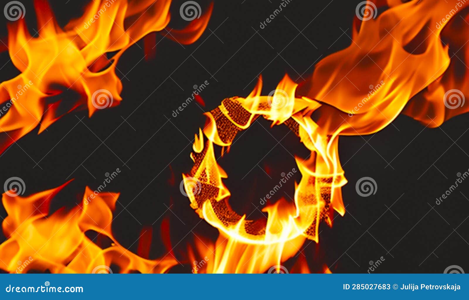 Fire Lights on a Black Background. Fireballs in the Night. a Burning ...