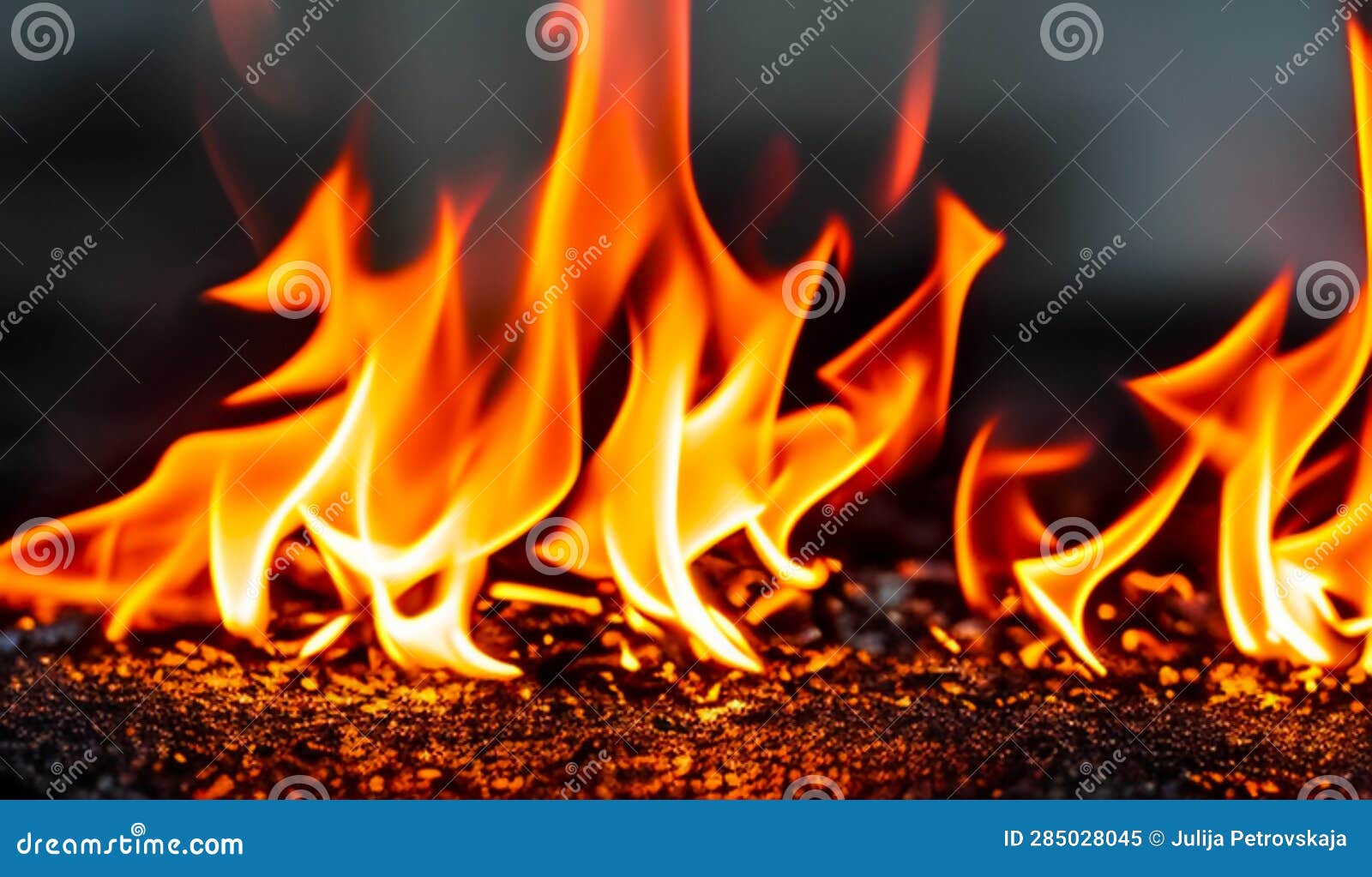 Fire Lights on a Black Background. Fireballs in the Night. a Burning ...
