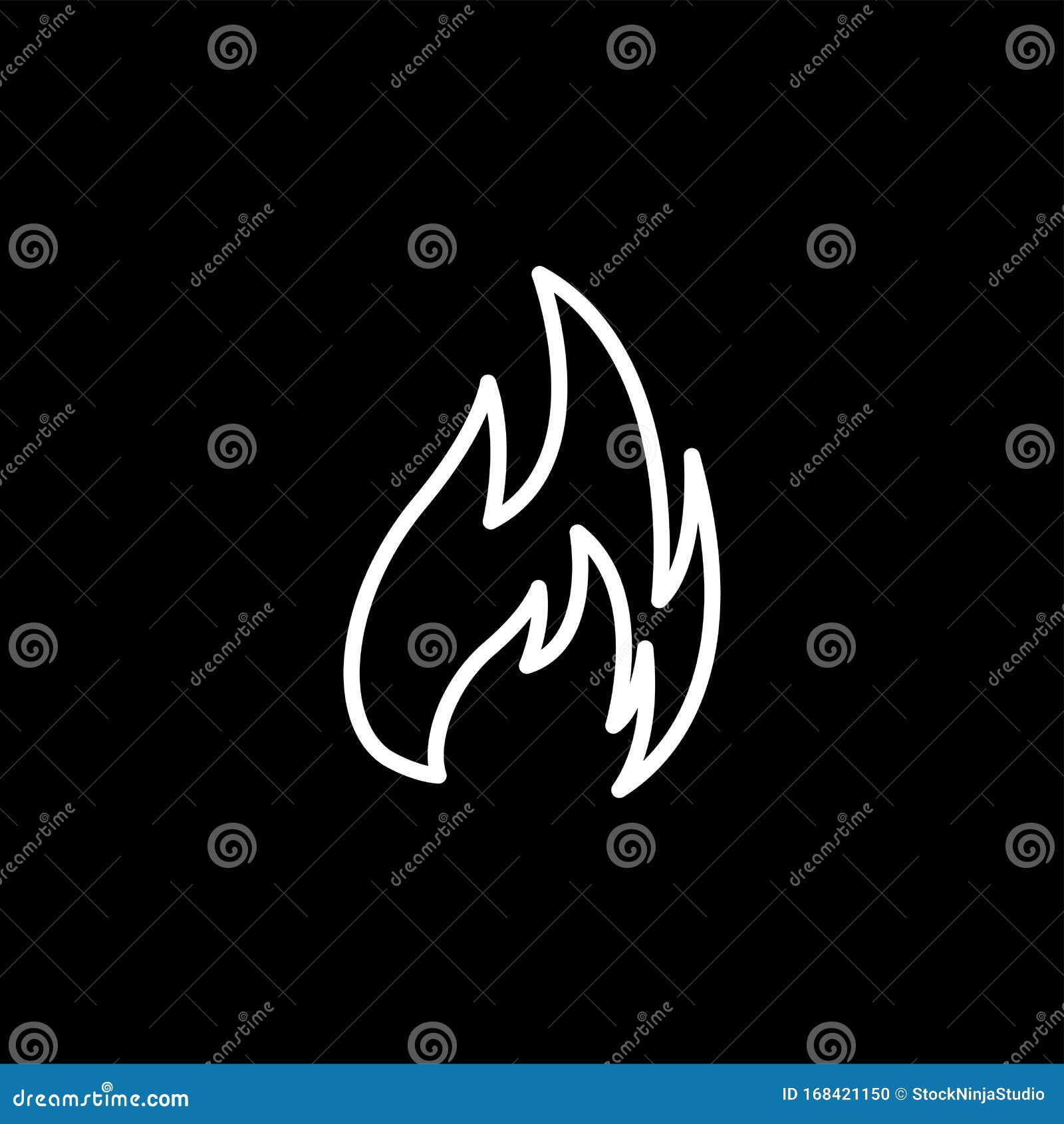 Fire Line Icon on Black Background. Black Flat Style Vector ...
