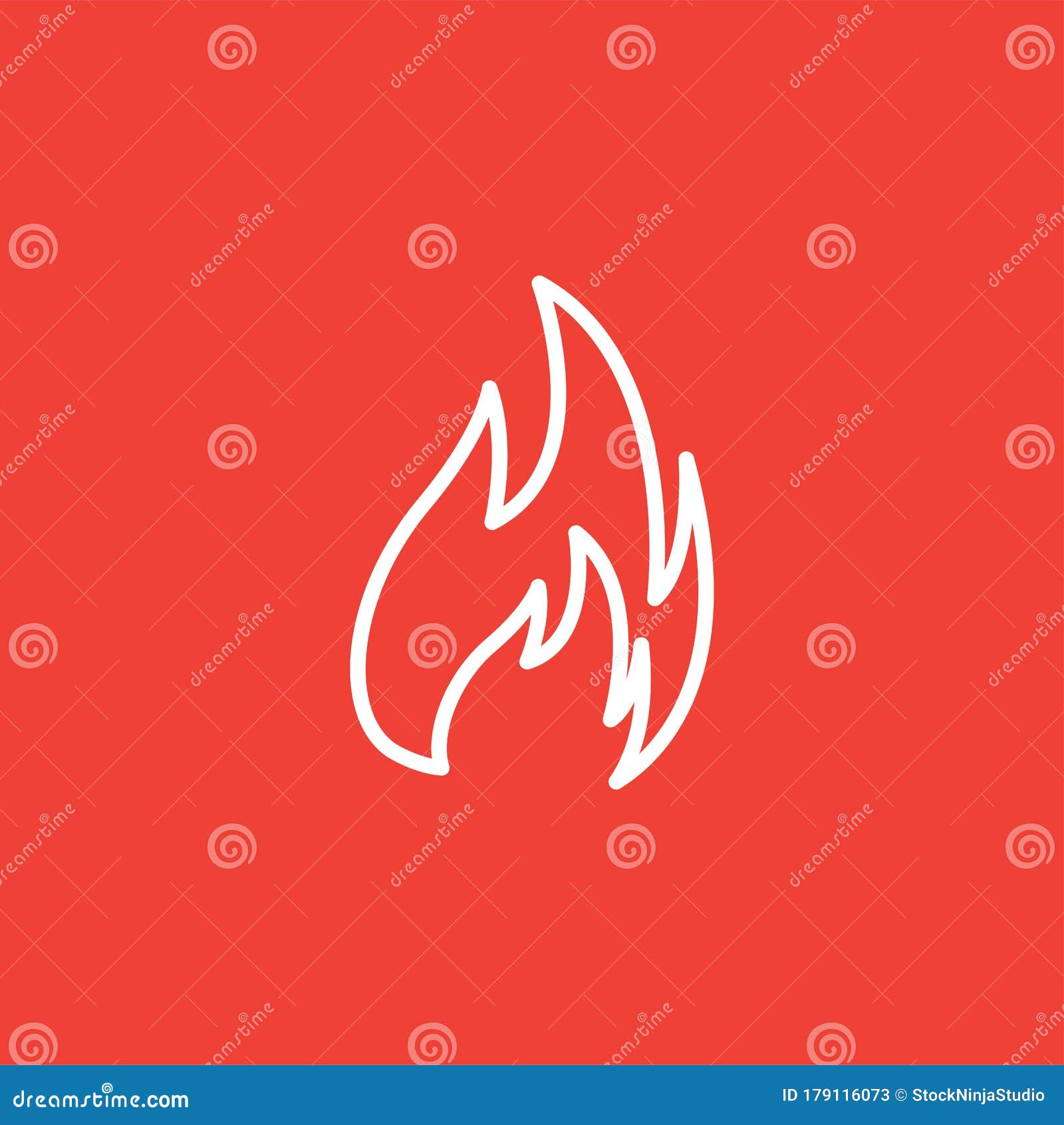 Fire Line Icon on Red Background. Red Flat Style Vector Illustration ...
