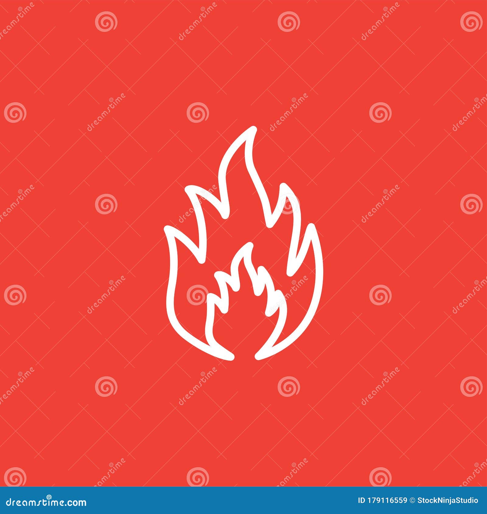 Fire Line Icon on Red Background. Red Flat Style Vector Illustration ...