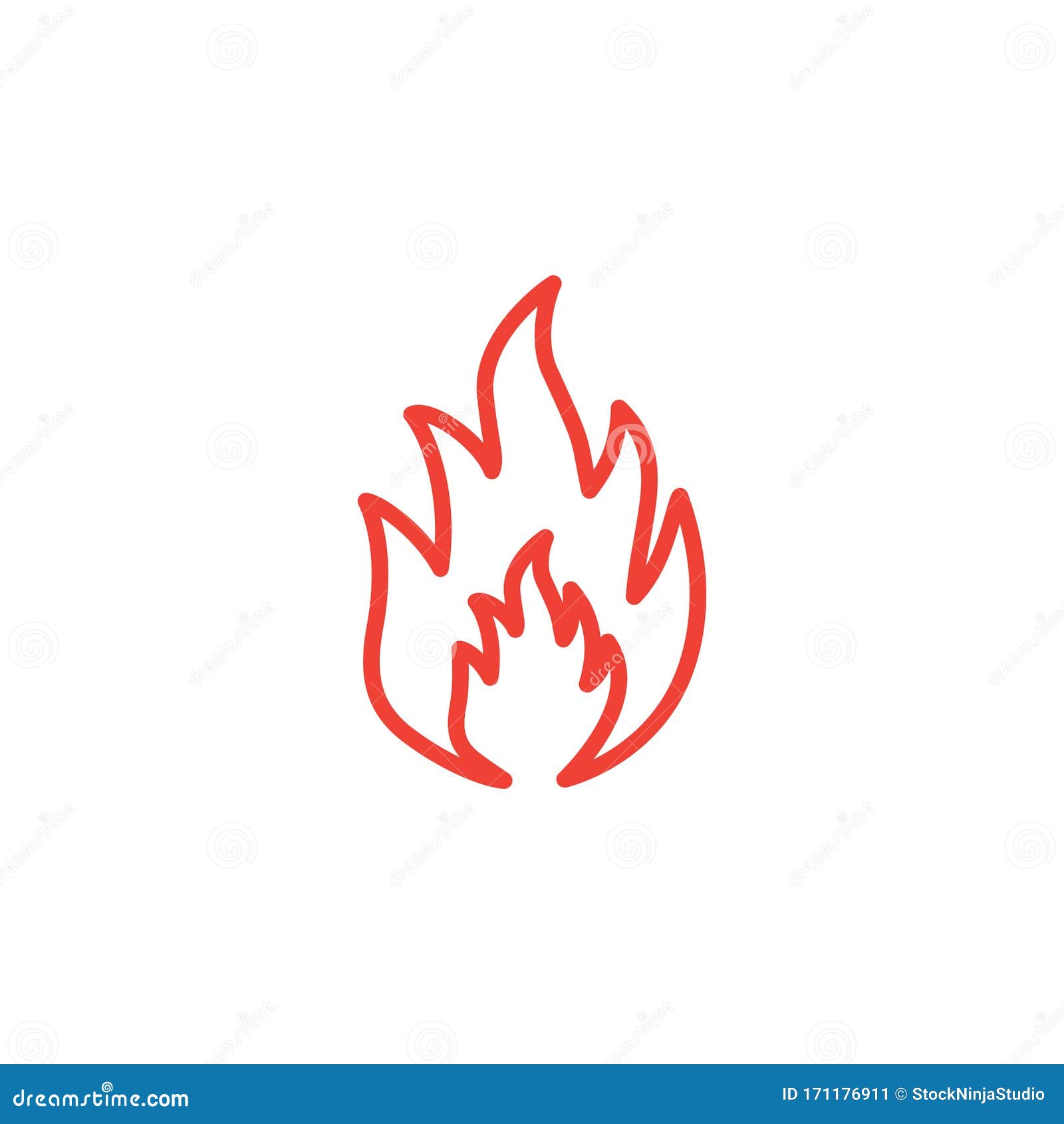 Fire Line Red Icon on White Background. Red Flat Style Vector ...