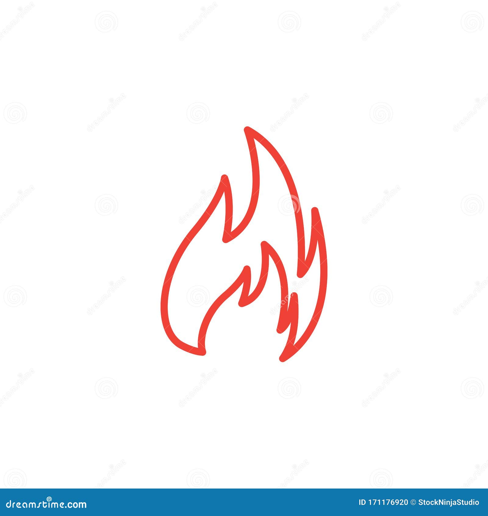 Fire Line Red Icon on White Background. Red Flat Style Vector ...