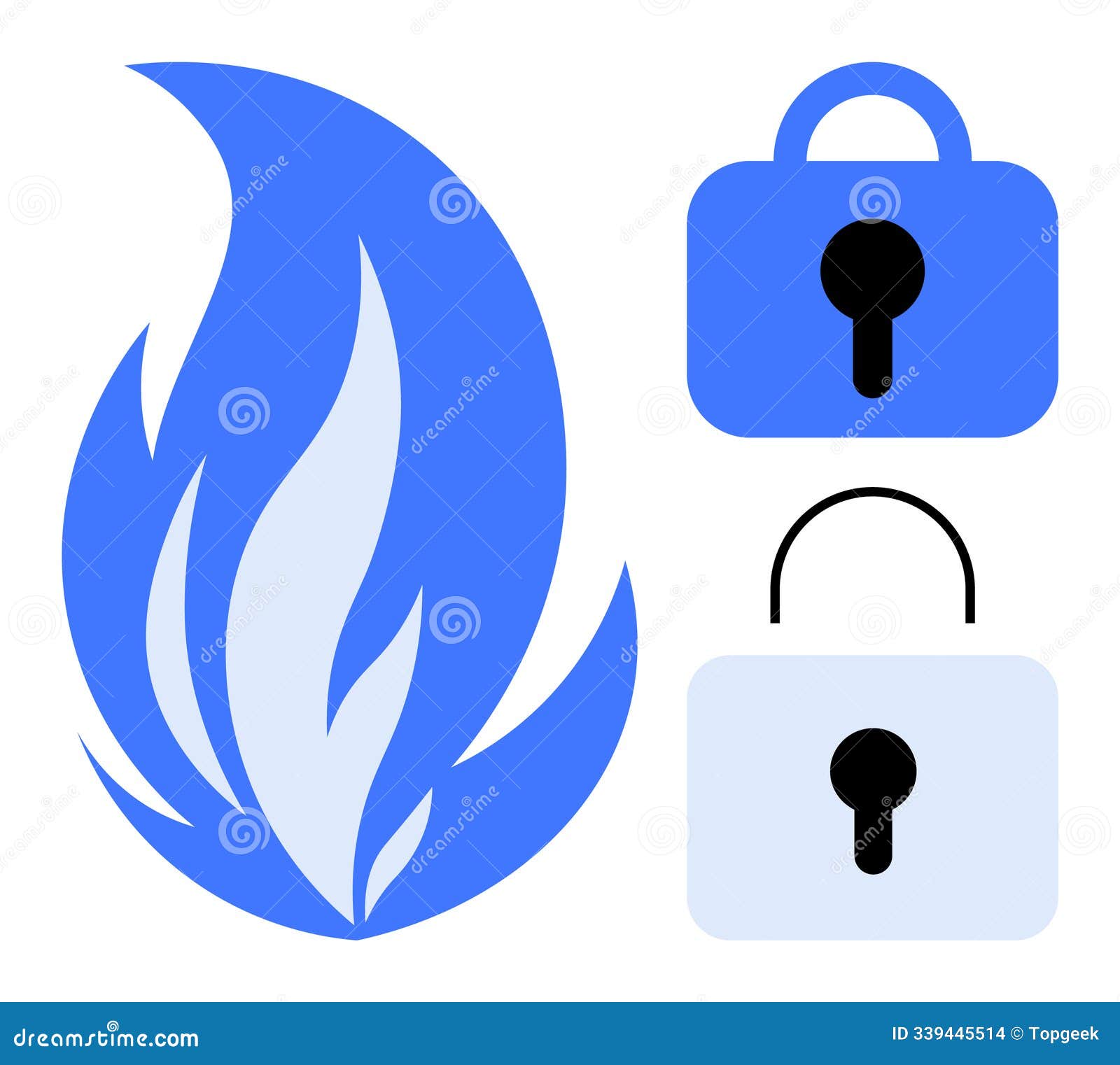 Fire And Lock Symbols Representing Security And Protection Measures ...