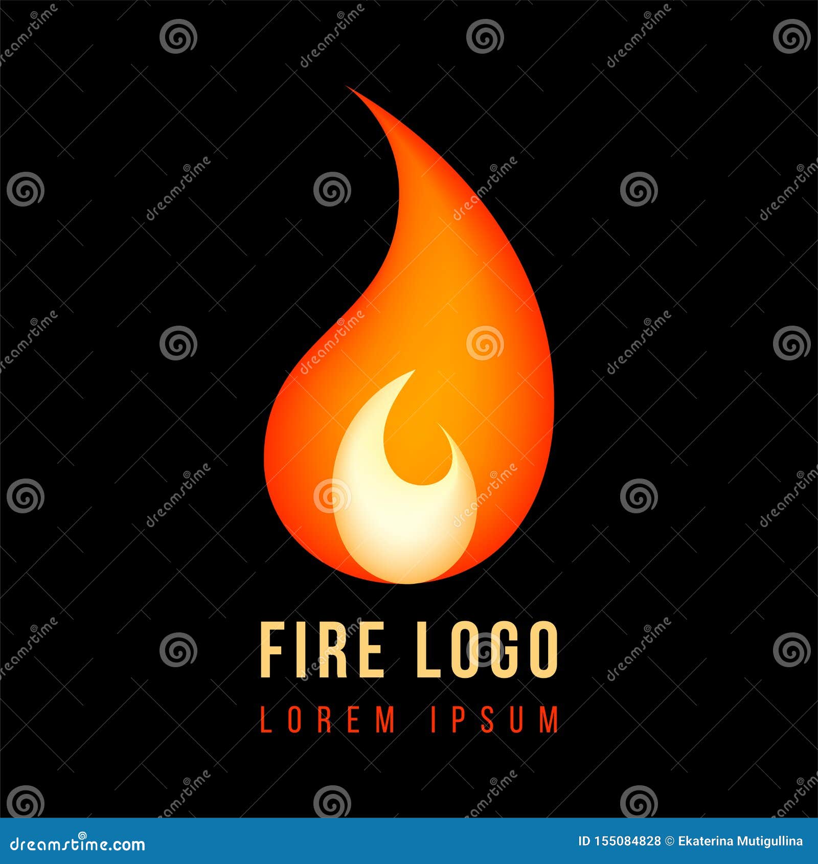 Fire logo on black stock vector. Illustration of creative - 155084828