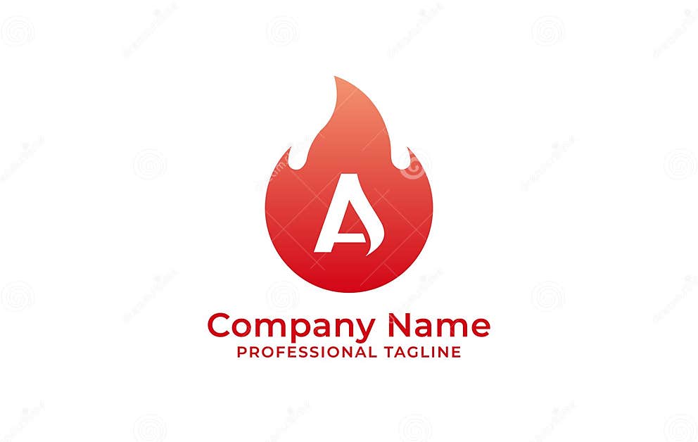 A on Fire Logo Design Template, a Logo in Fire Flame, Vector Eps File ...