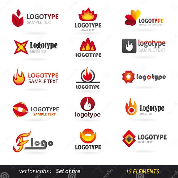 Fire logo set stock vector. Illustration of sign, element - 29808197