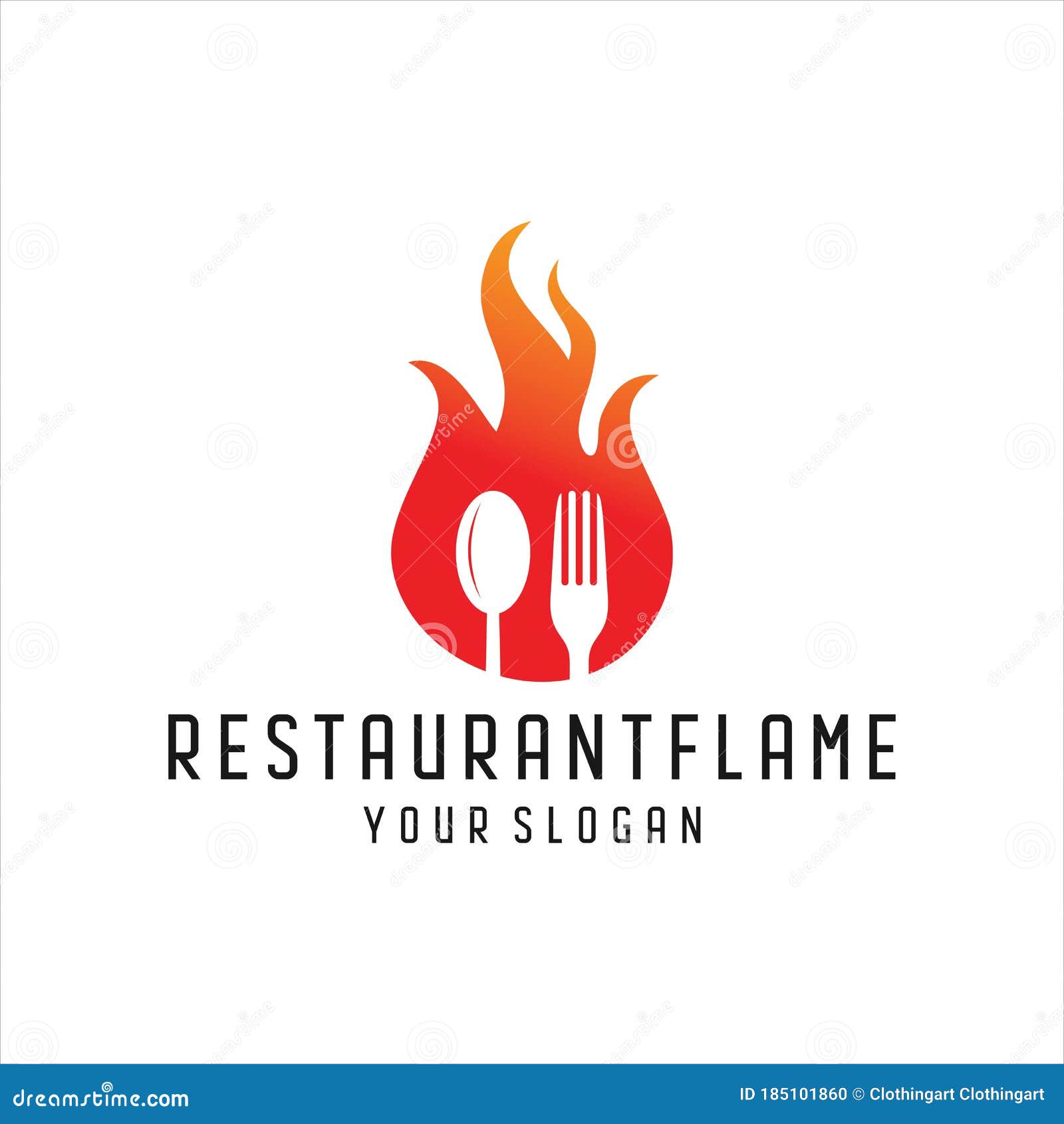 Fire Logo with Spoon and for, Restaurant Logo Template Cooking Logo ...