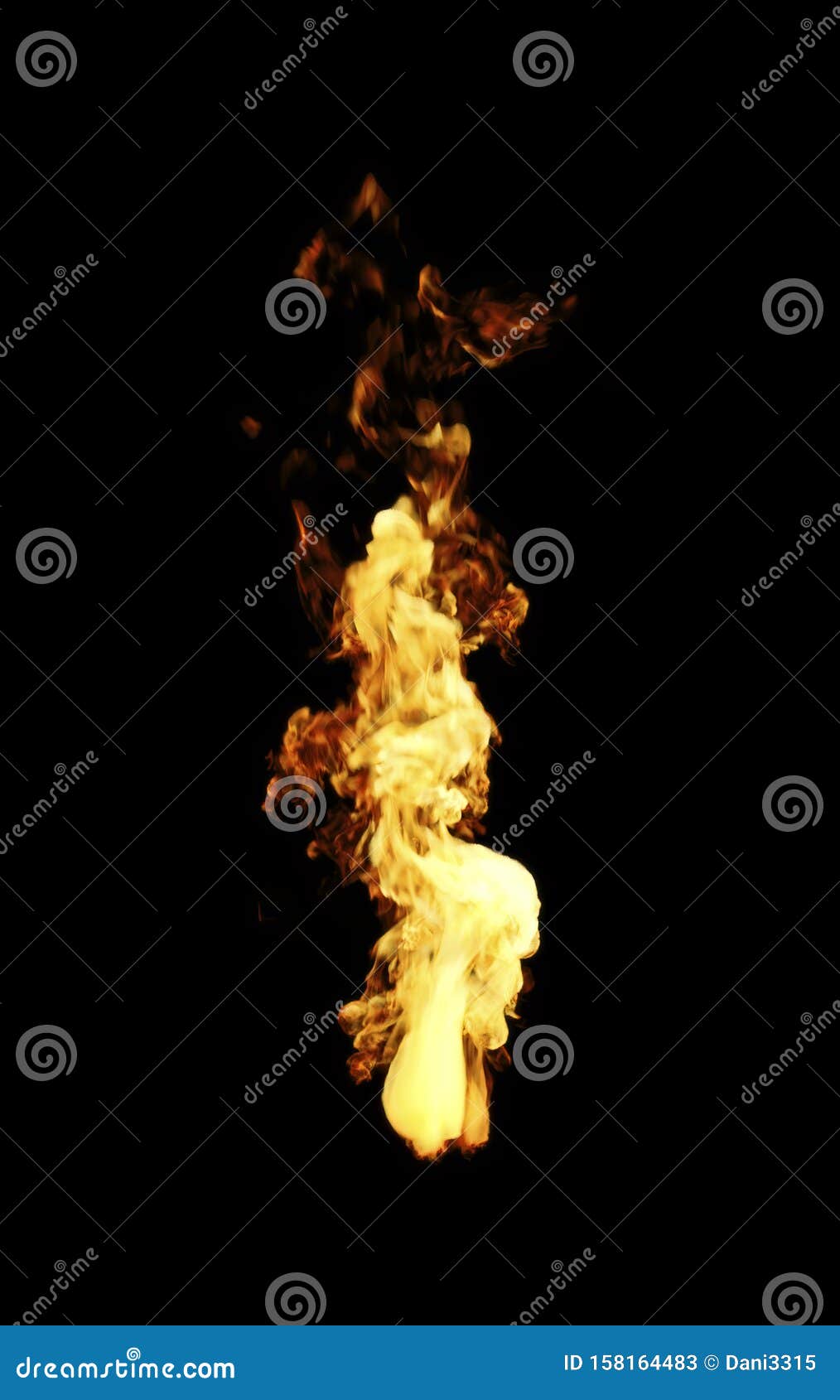 Fire with Long Flames on Black Stock Image - Image of burnt, heat ...