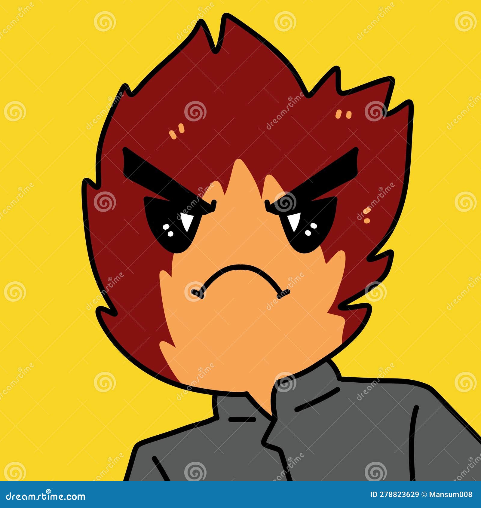 Fire Man Cartoon on Yellow Background Stock Illustration - Illustration ...