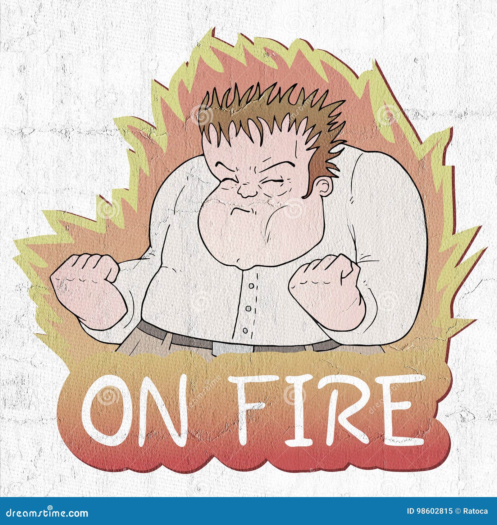 On fire man stock illustration. Illustration of yellow - 98602815