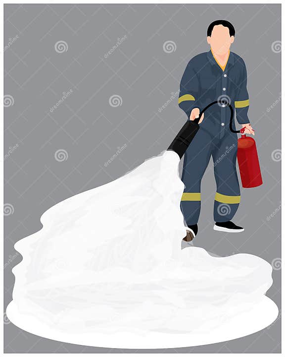 Fire Man with Fire Extinguisher Stock Vector - Illustration of ...