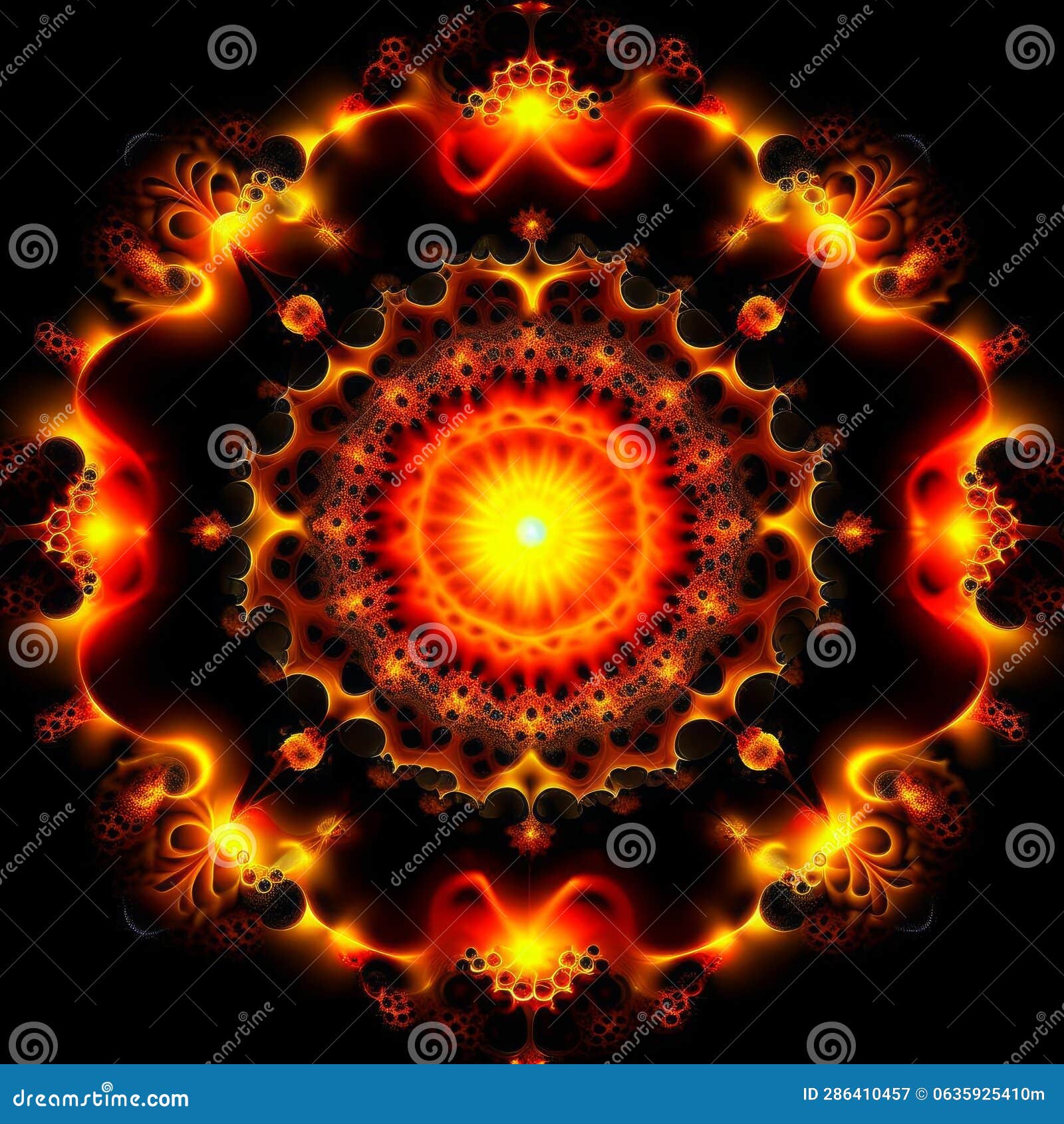 Fire Mandala on a Black Background. Stock Illustration - Illustration ...