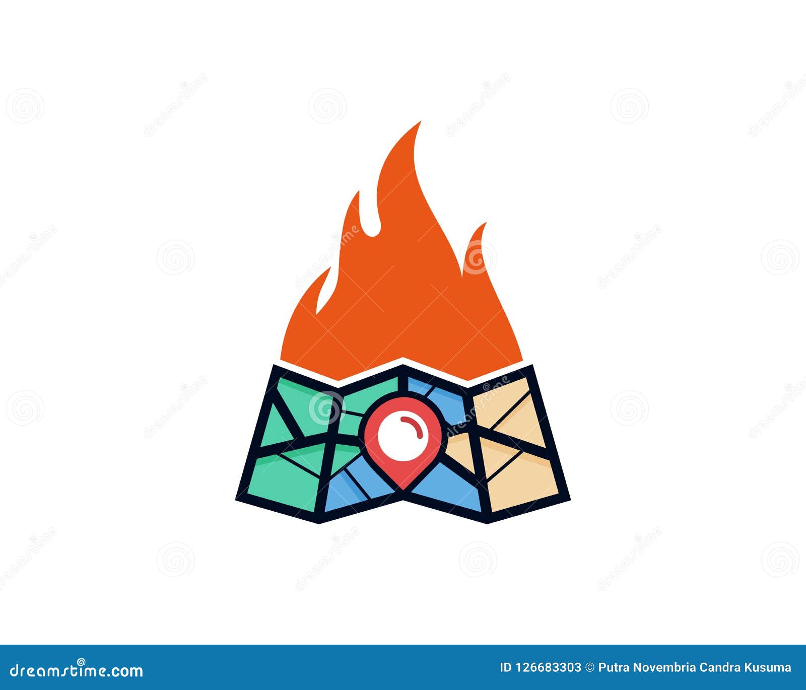 Fire Map Logo Icon Design stock vector. Illustration of fireplace ...