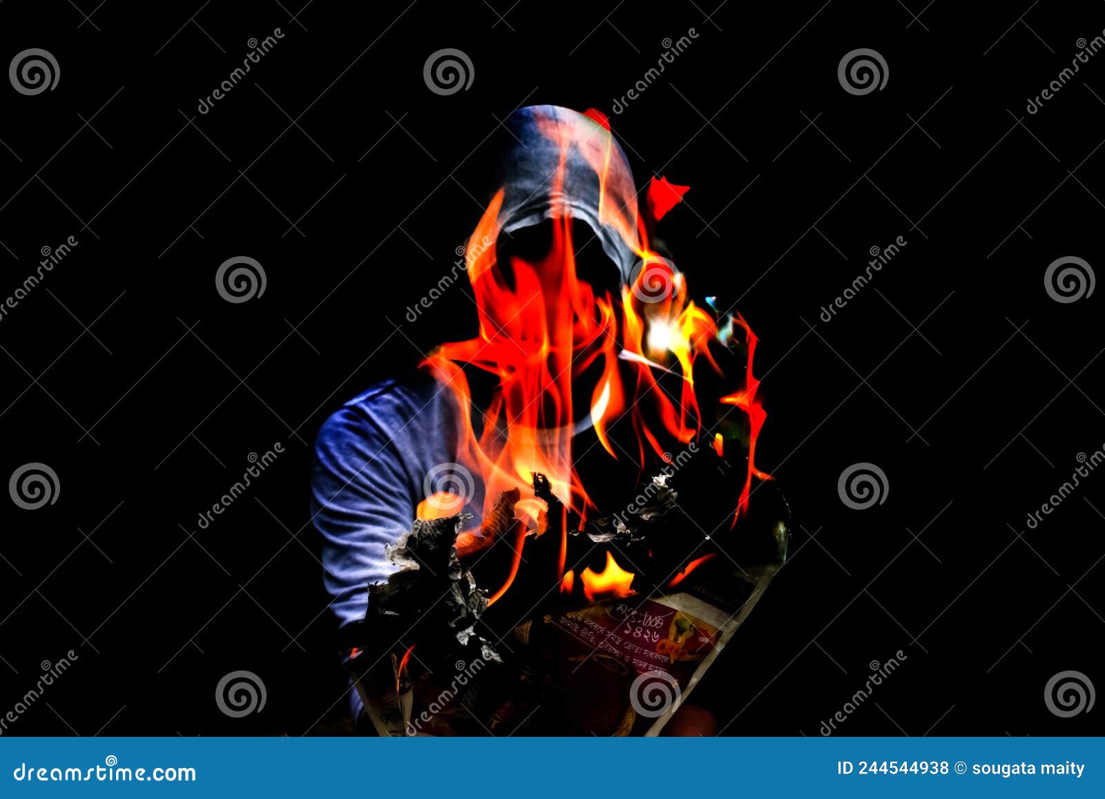 Fire in me stock photo. Image of person, darkness, comics - 244544938