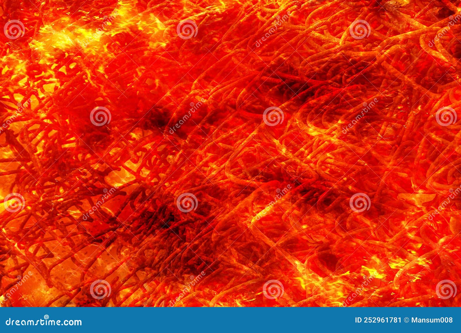 Fire in a metal grid stock illustration. Illustration of background ...