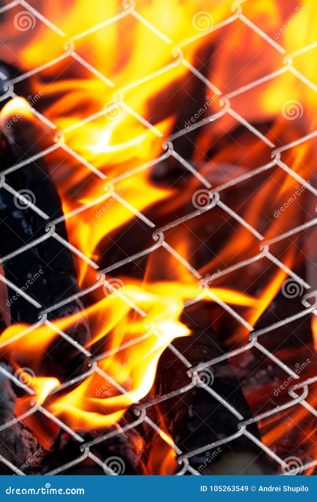 Fire in a metal grid stock image. Image of panel, isolated - 105263549