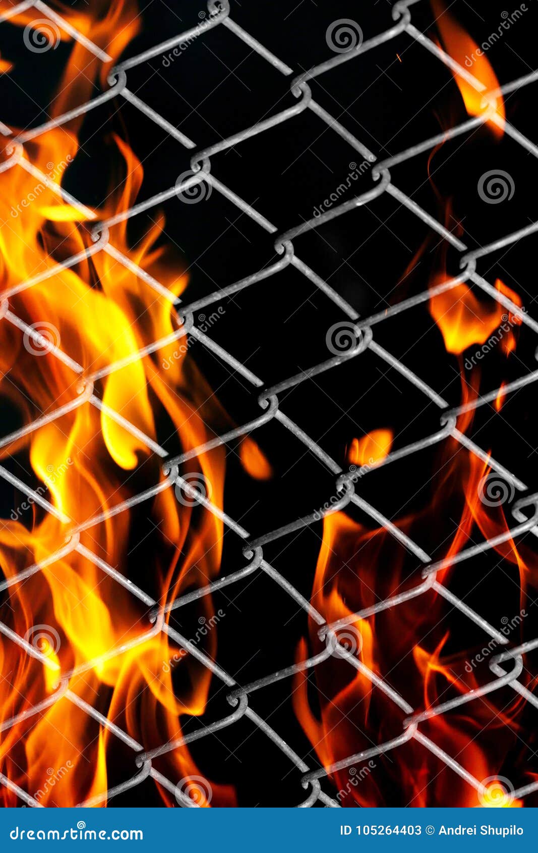 Fire in a metal grid stock image. Image of help, flame - 105264403