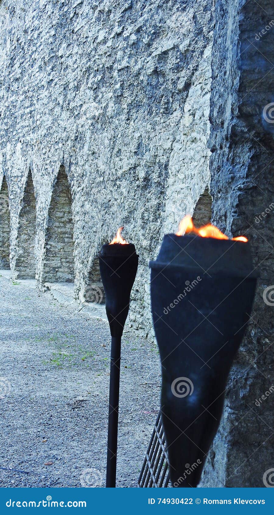 Fire in metal torch. stock photo. Image of ancient, iron - 74930422