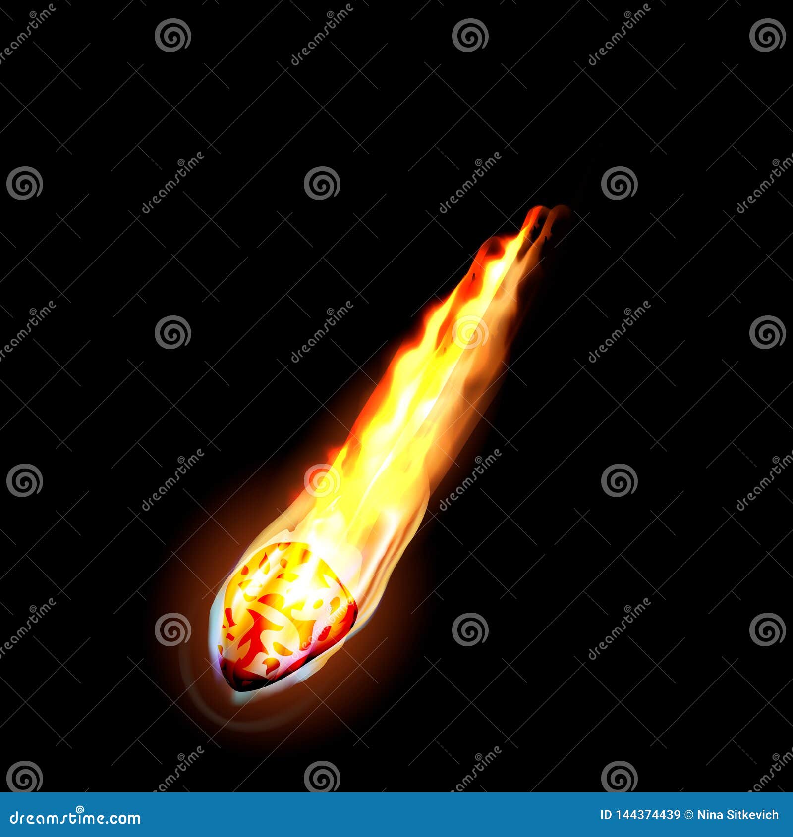 Fire Meteorite Icon, Realistic Style Stock Vector - Illustration of ...
