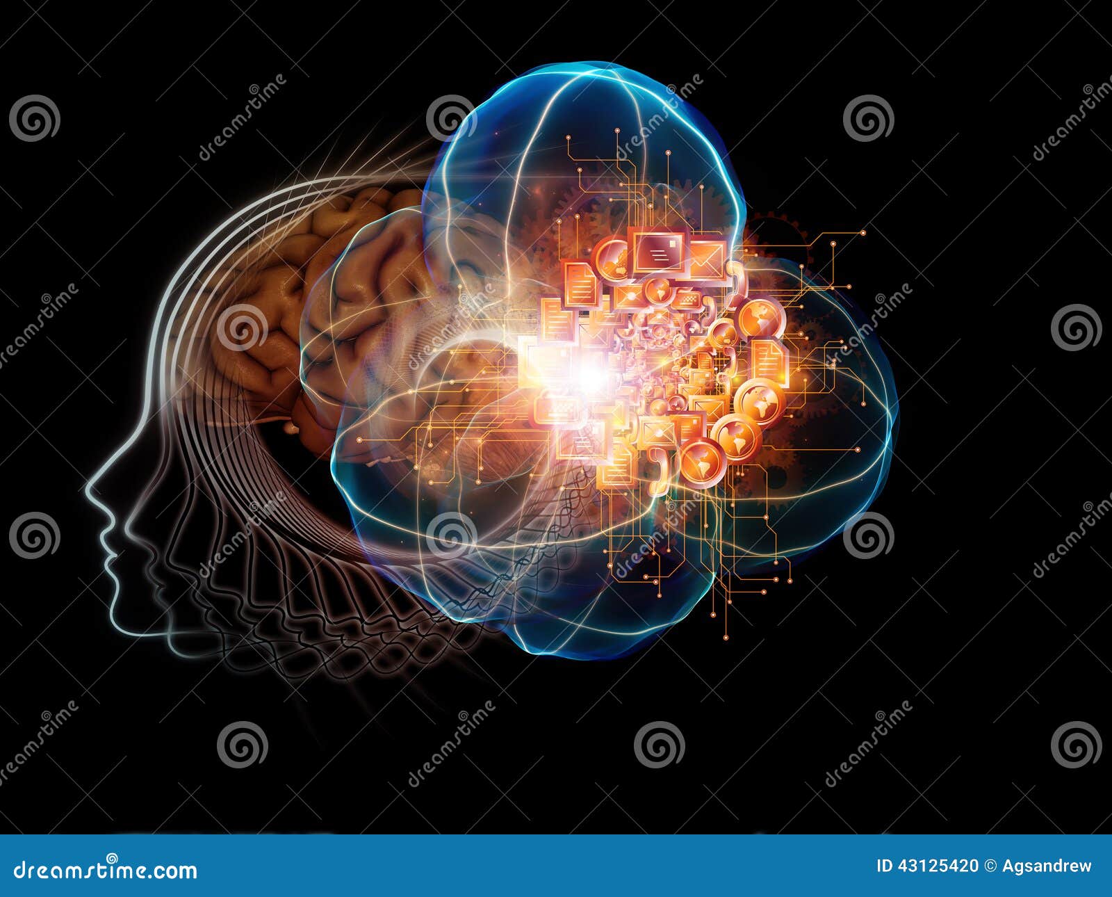 Fire of the Mind stock illustration. Illustration of drawing - 43125420