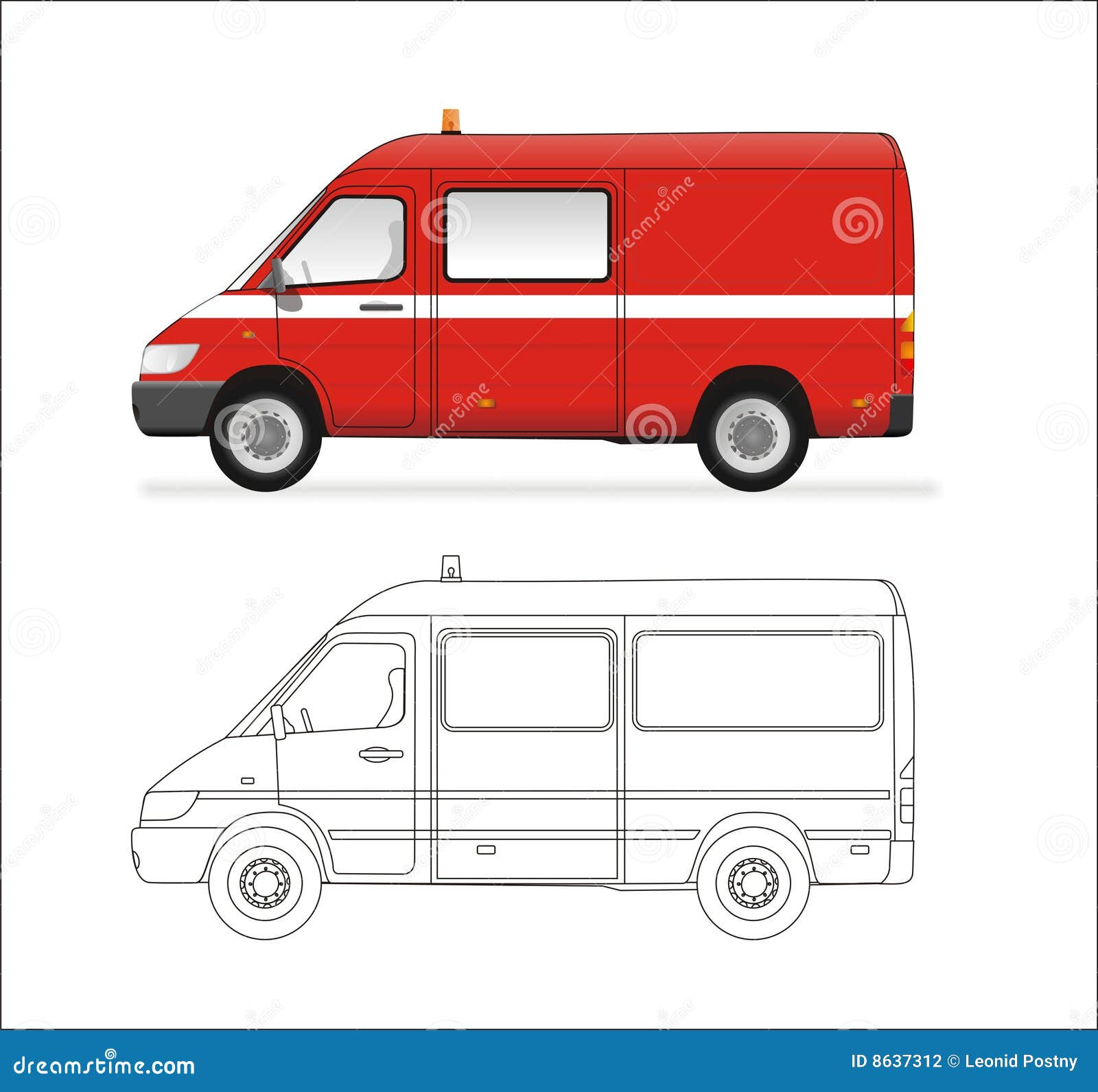 Fire mini bus stock vector. Illustration of mini, delivering - 8637312