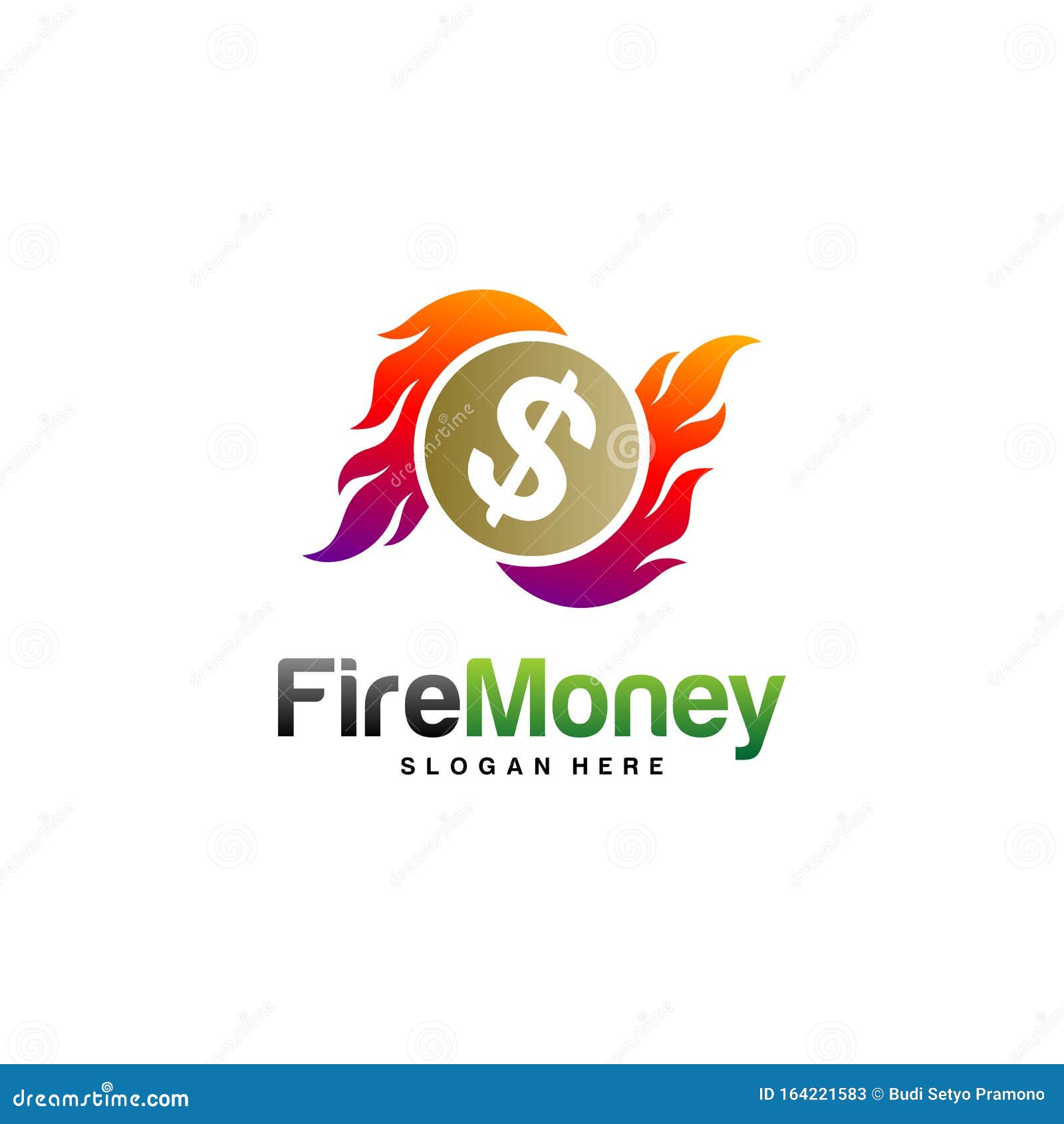 Fire Money Logo Design Concept Vector. Money Fire Logo Template. Fast ...