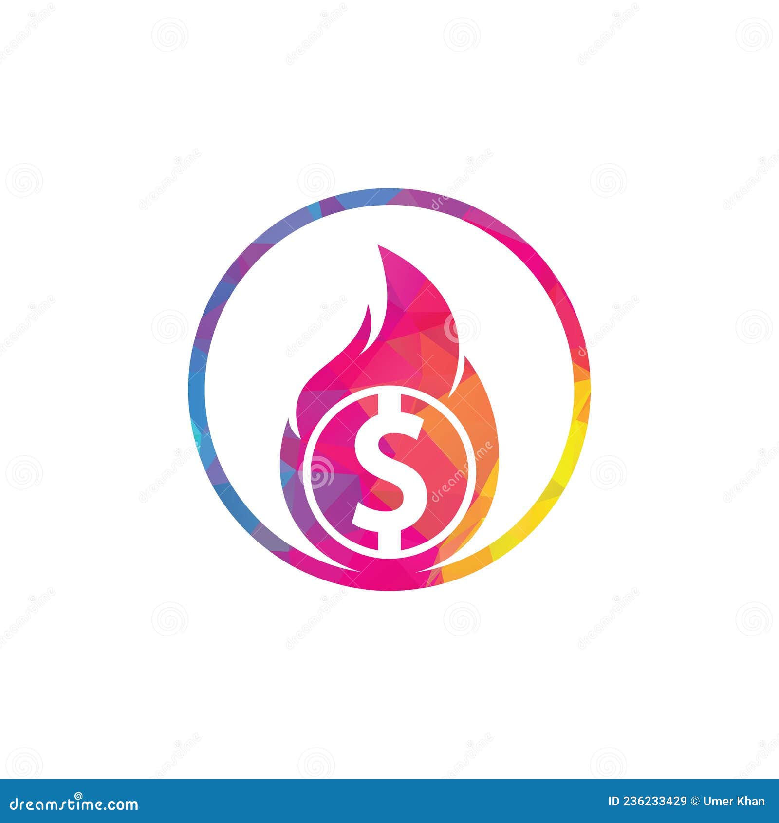 Fire Money Logo Design Template. Stock Vector - Illustration of ...