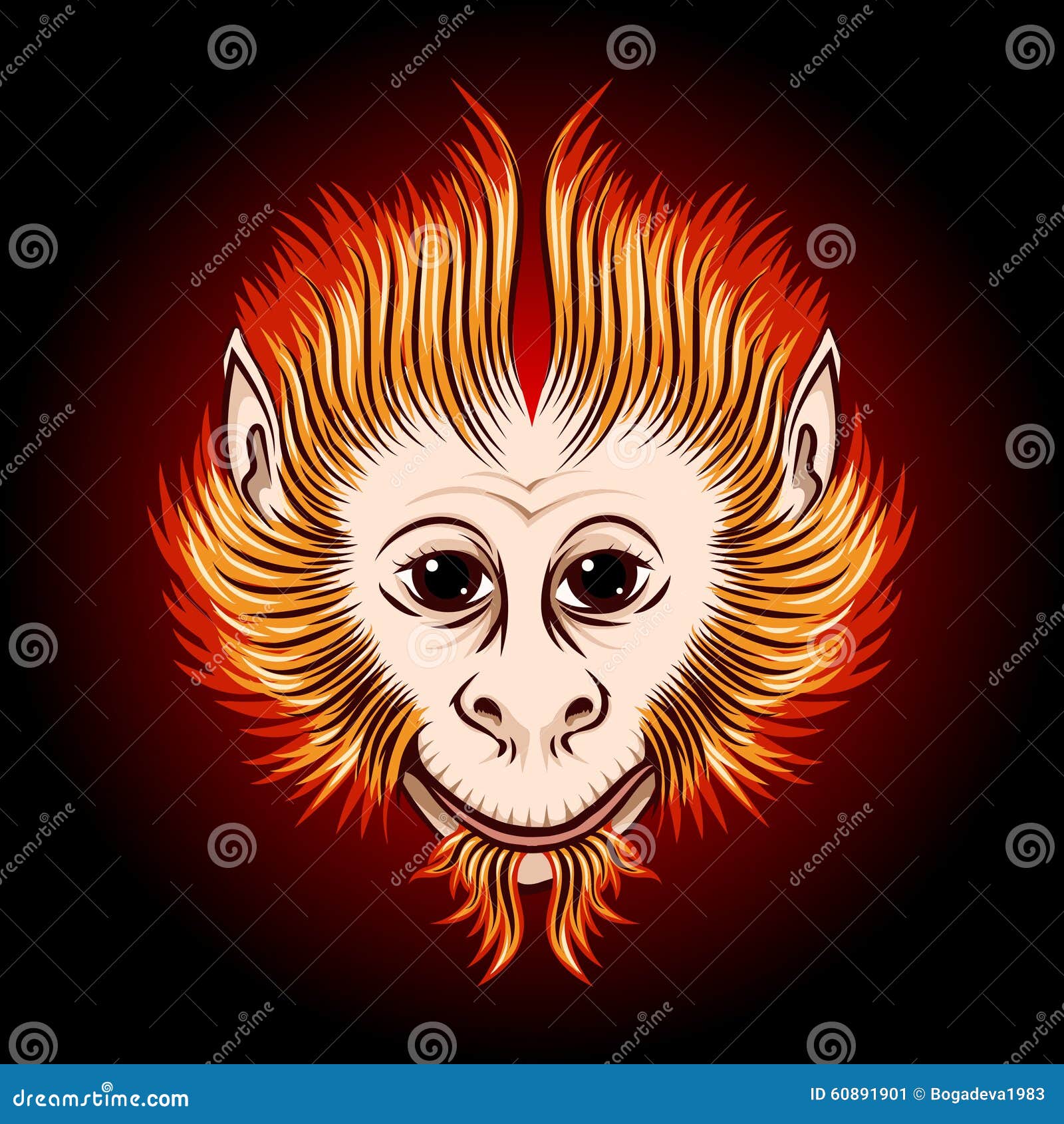 Fire Monkey Face stock vector. Illustration of festival - 60891901