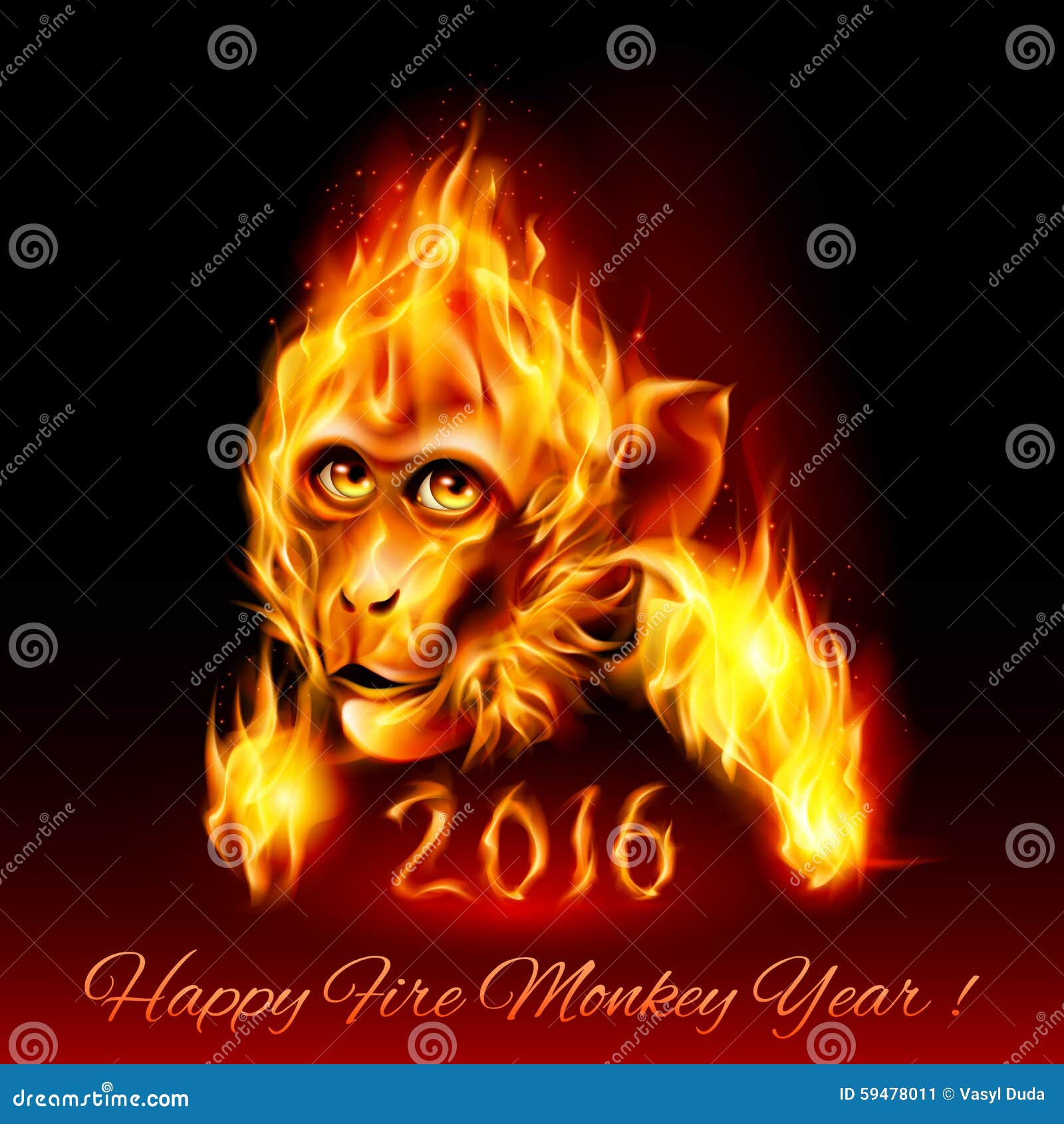 Fire Monkey stock vector. Illustration of background - 59478011