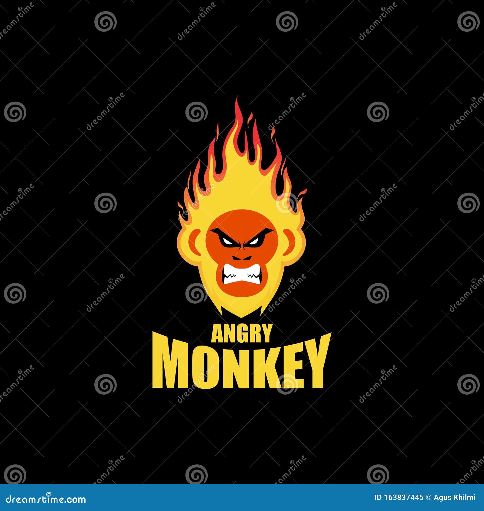 Fire monkey logo design stock illustration. Illustration of element ...