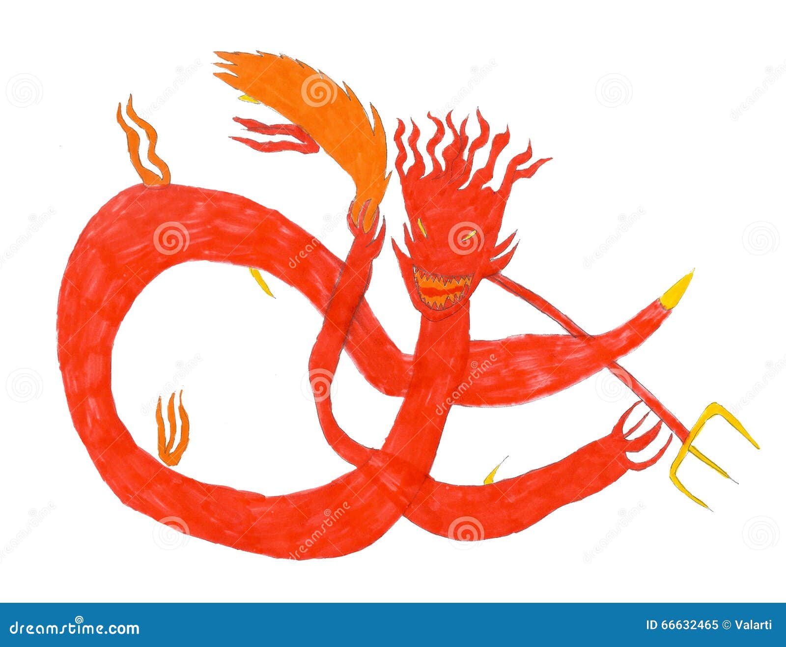 Fire Monster With Sharp Teeth Cartoon Vector | CartoonDealer.com #107150511
