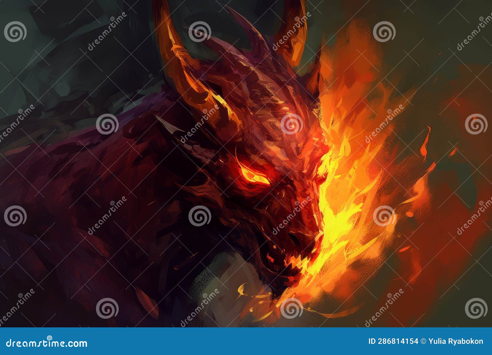 Fire Monster Face. Generate Ai Stock Illustration - Illustration of ...