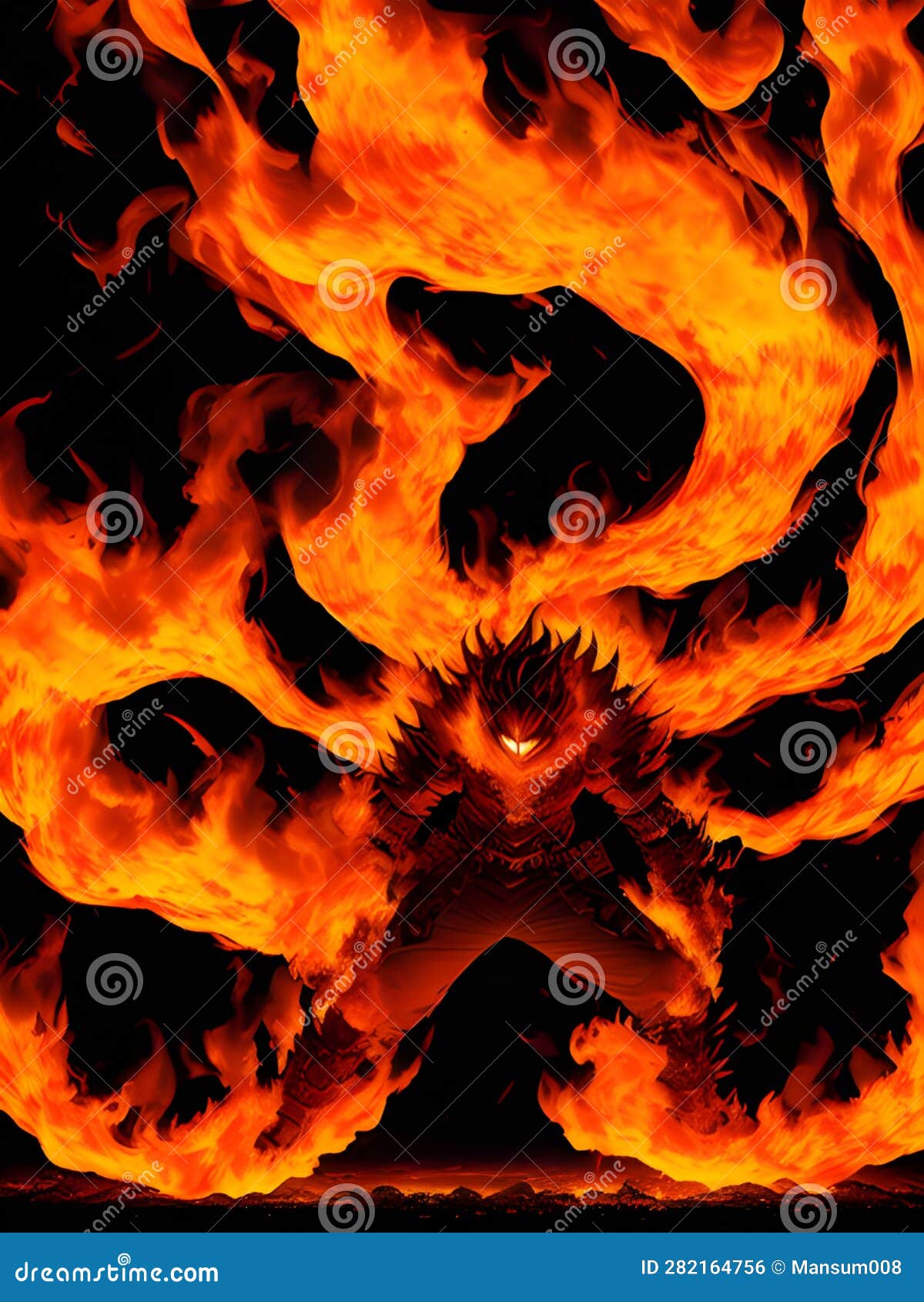 Fire Monster in the Hell, AI Generated Stock Illustration ...