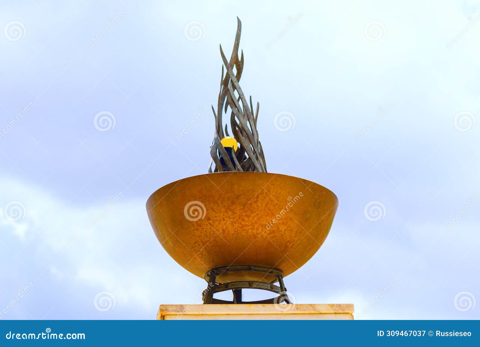 Fire Monument Made of Copper Stock Image - Image of metal, flames ...