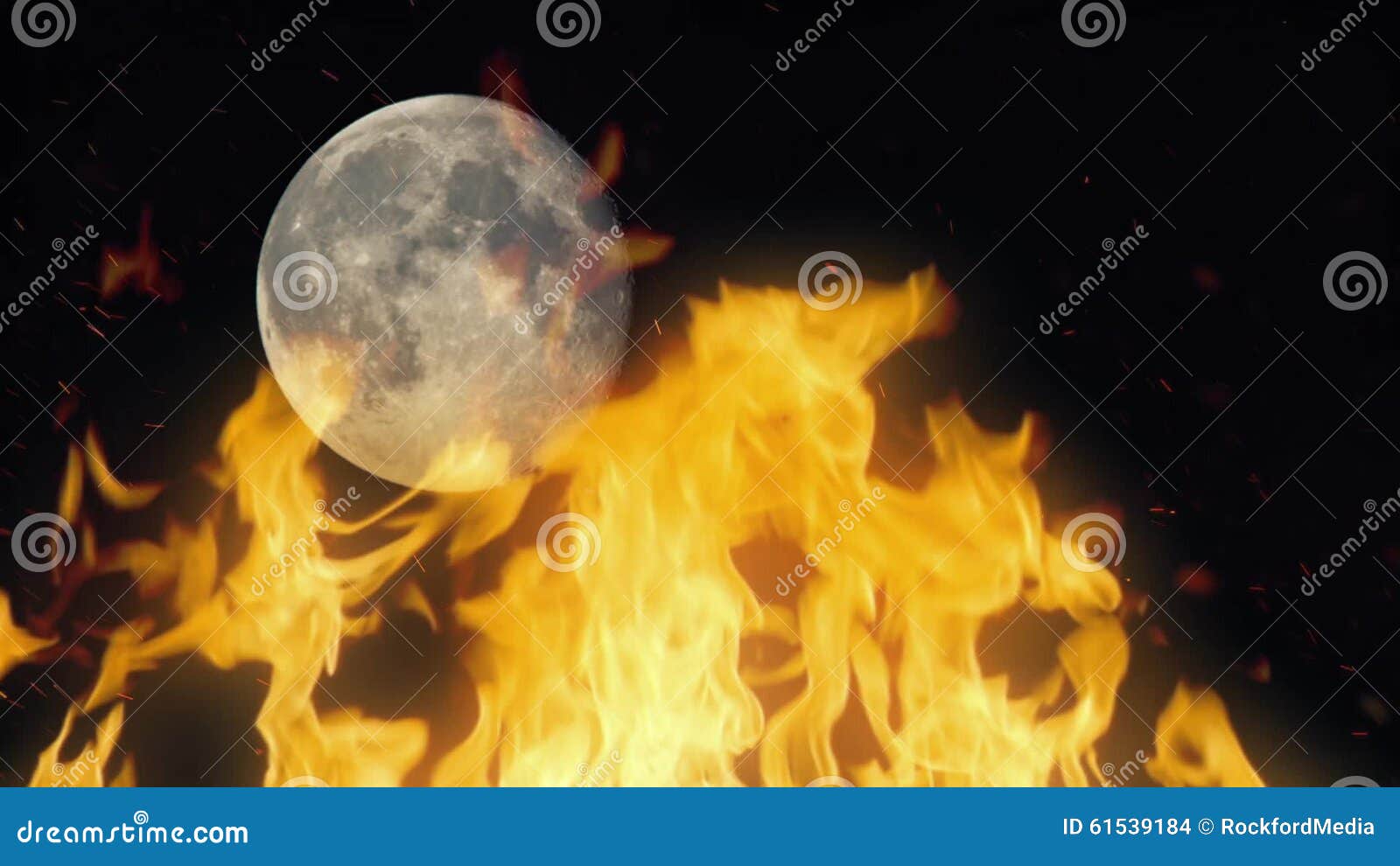 Fire with Moon in Background Stock Footage - Video of full, night: 61539184